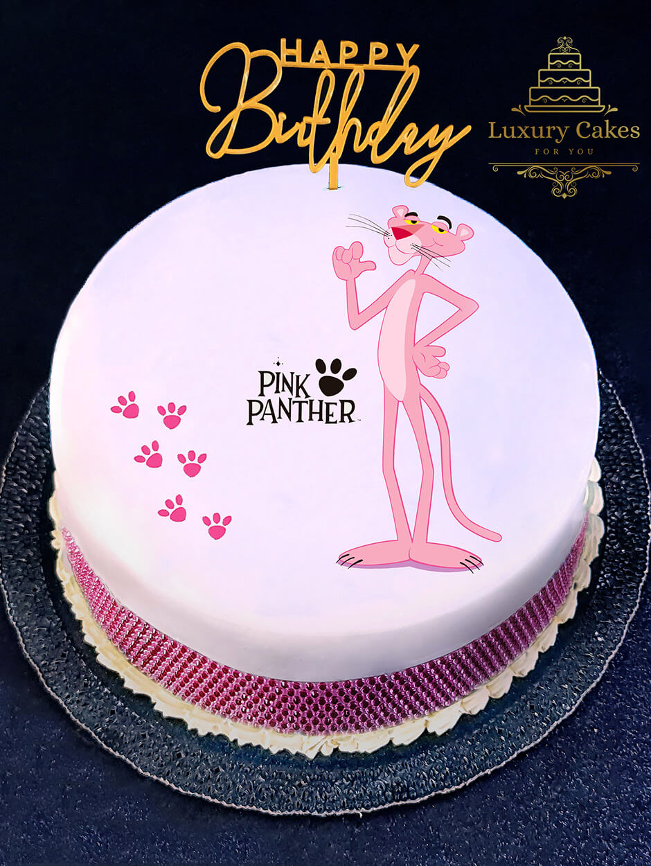 Pink Panther icing cake - Luxury Cakes 4U